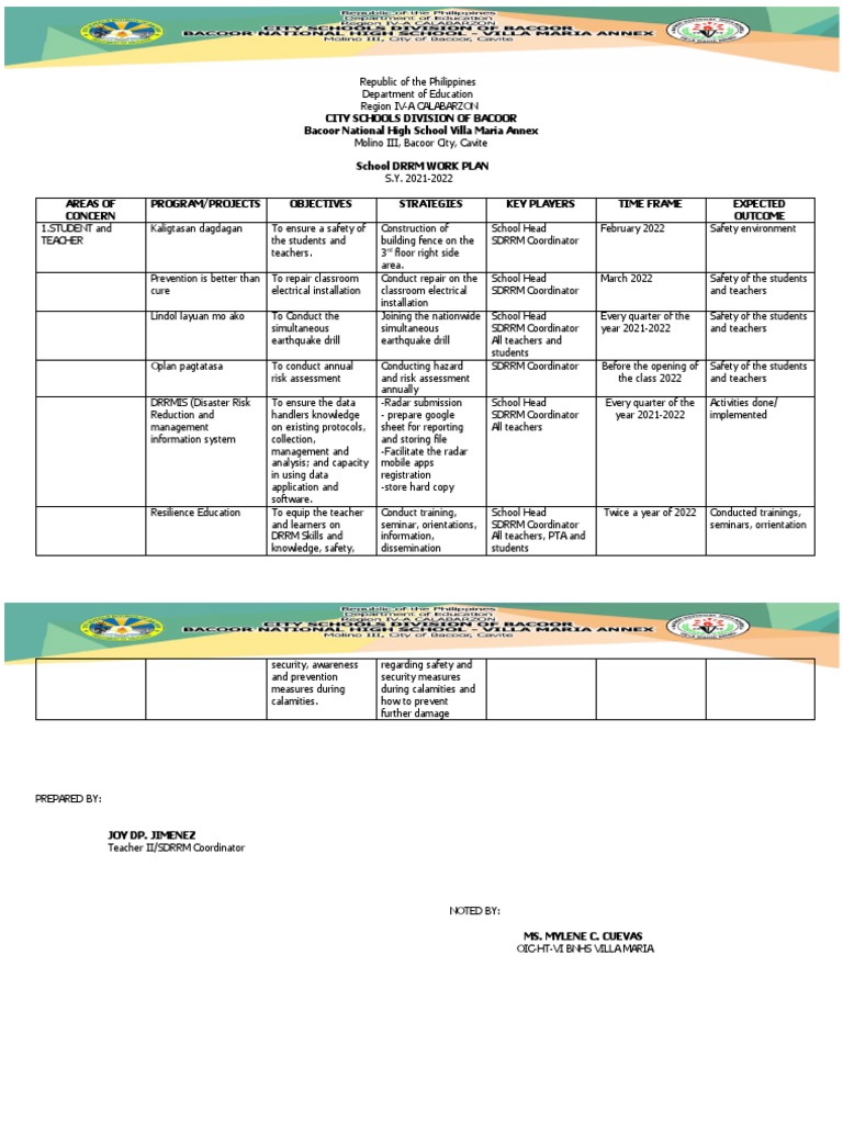 Action Plan DRRM 2023 | PDF | Emergency Management | Risk