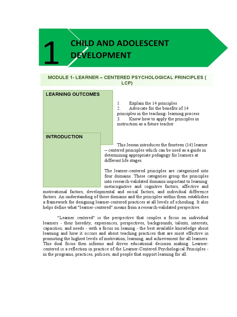 Educ 1 Child & Adolescent Development PDF | PDF