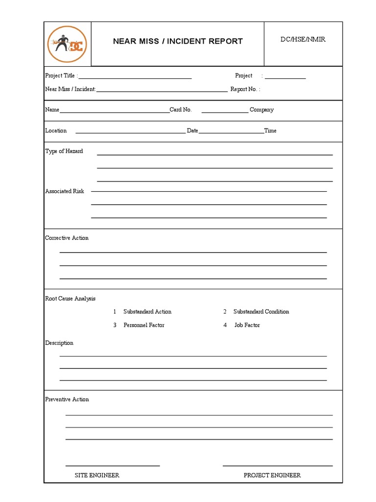 HSE Near Miss Incident Report | PDF | Personal Protective Equipment ...
