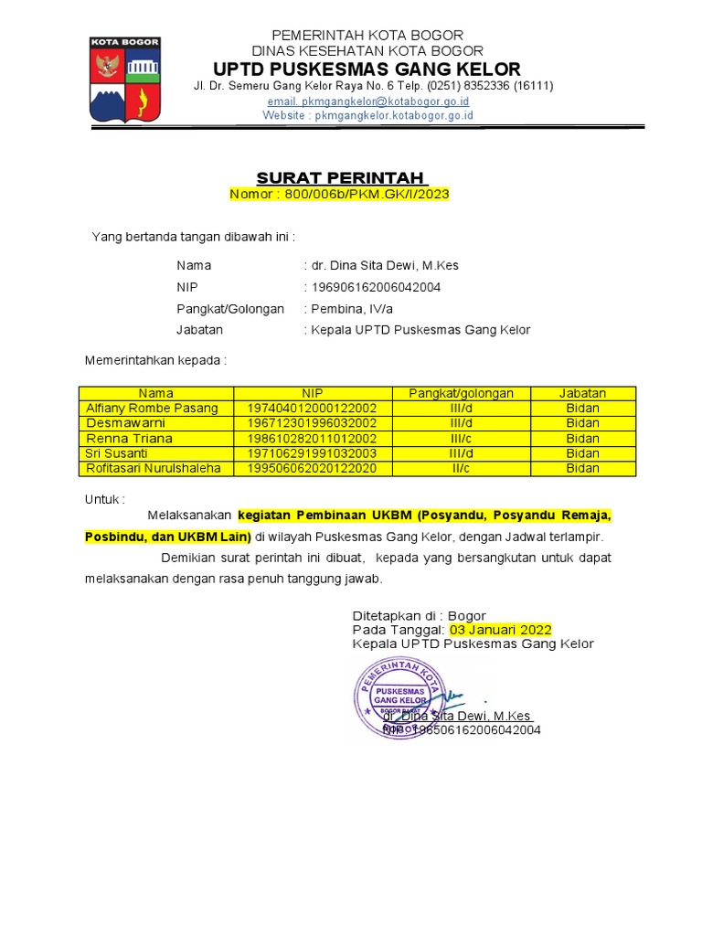 Format Surat Tugas Bok | PDF