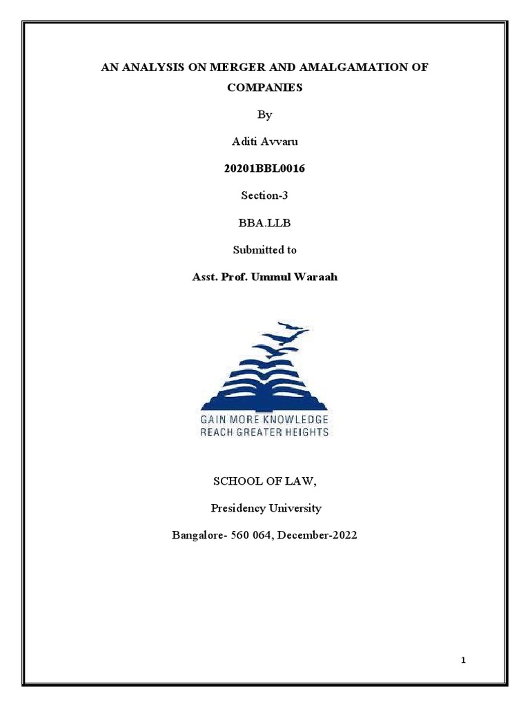 Understanding Mergers and Amalgamations | PDF