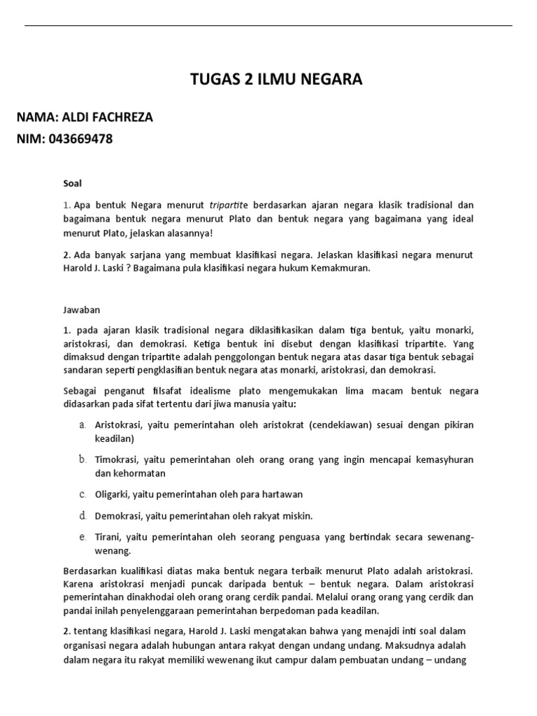 Tugas 2 Hkum4209 | PDF | Politik