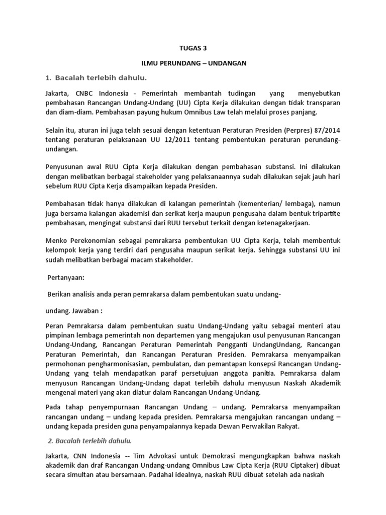 Tugas 3 Ilmu Perundang Undangan | PDF