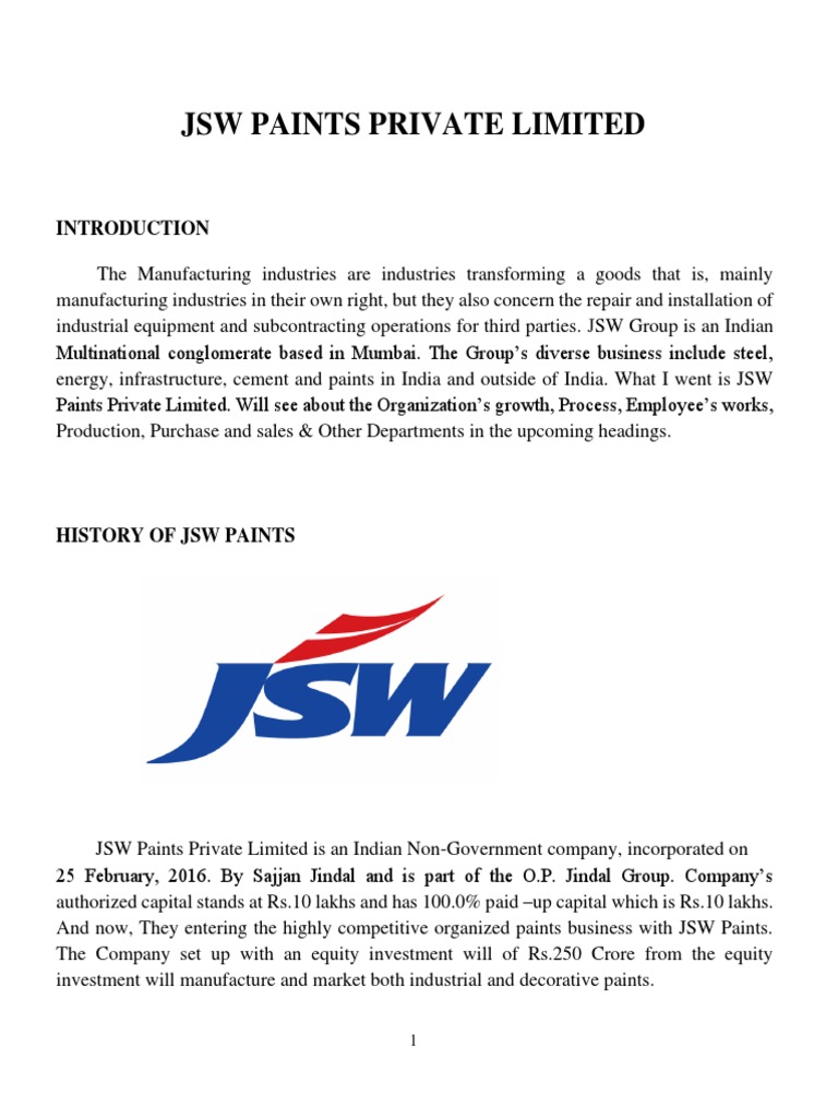 JSW Paints Private Limited PDF | PDF