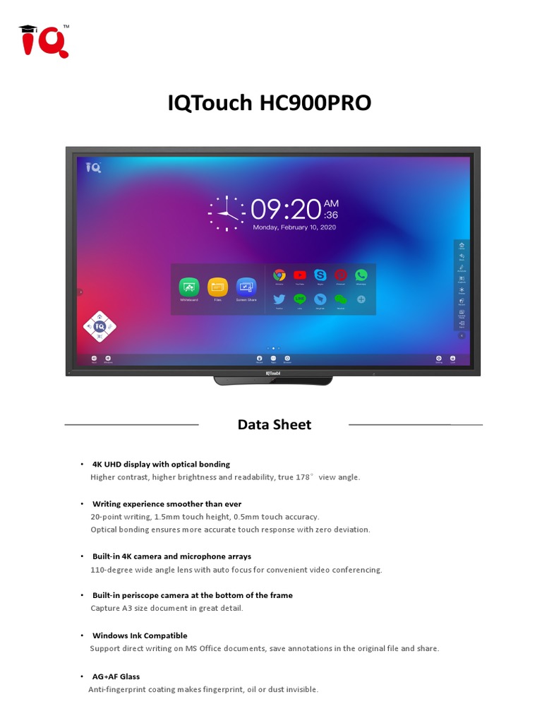 IQTouch HC900Pro Series Specification 20210224 PDF | PDF