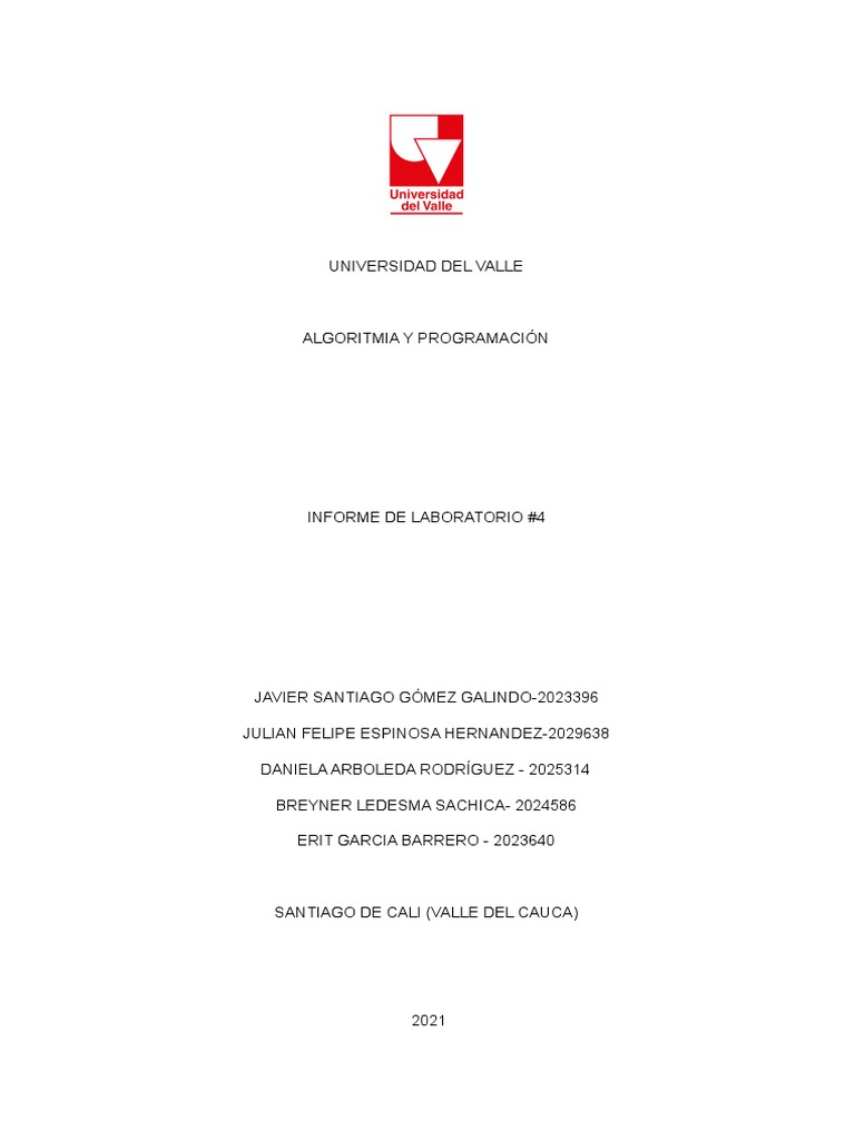 Laboratorio 4 de Algoritmia y Programacion | PDF