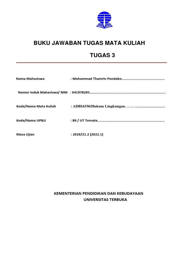 Tugas 3 - Hukum Lingkungan PDF | PDF