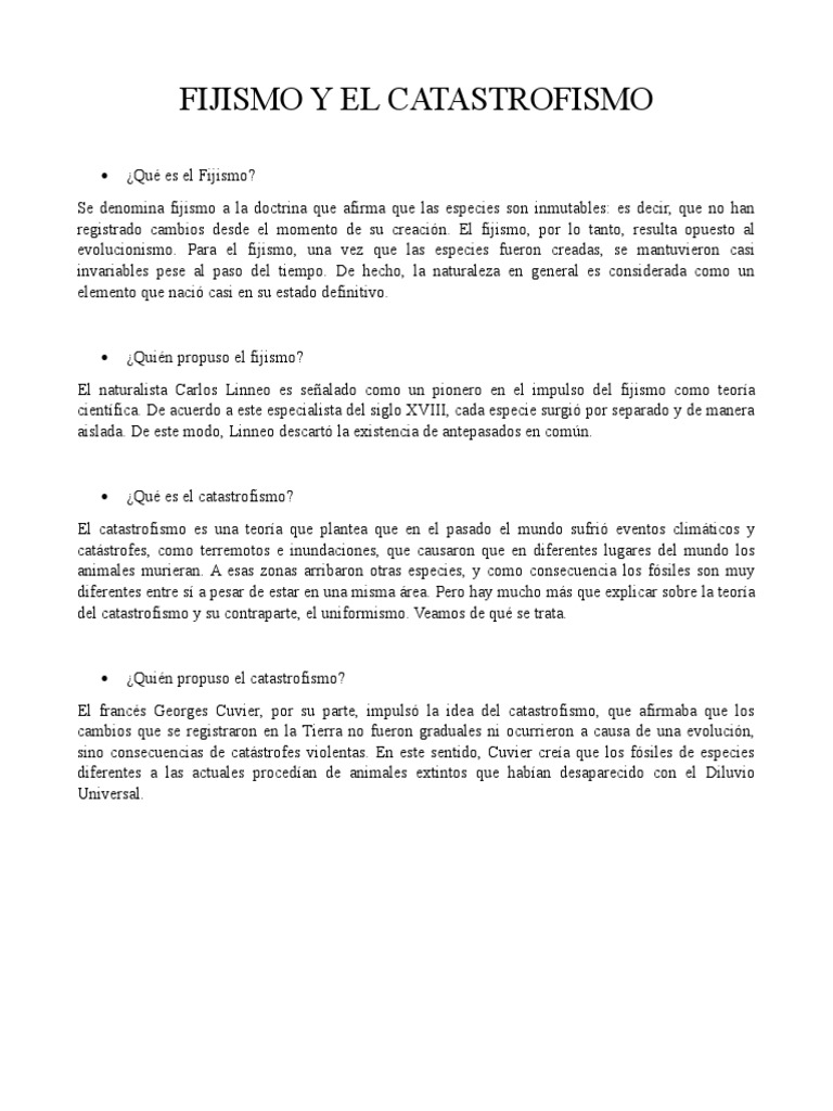 Fijismo y El Catastrofismo | PDF