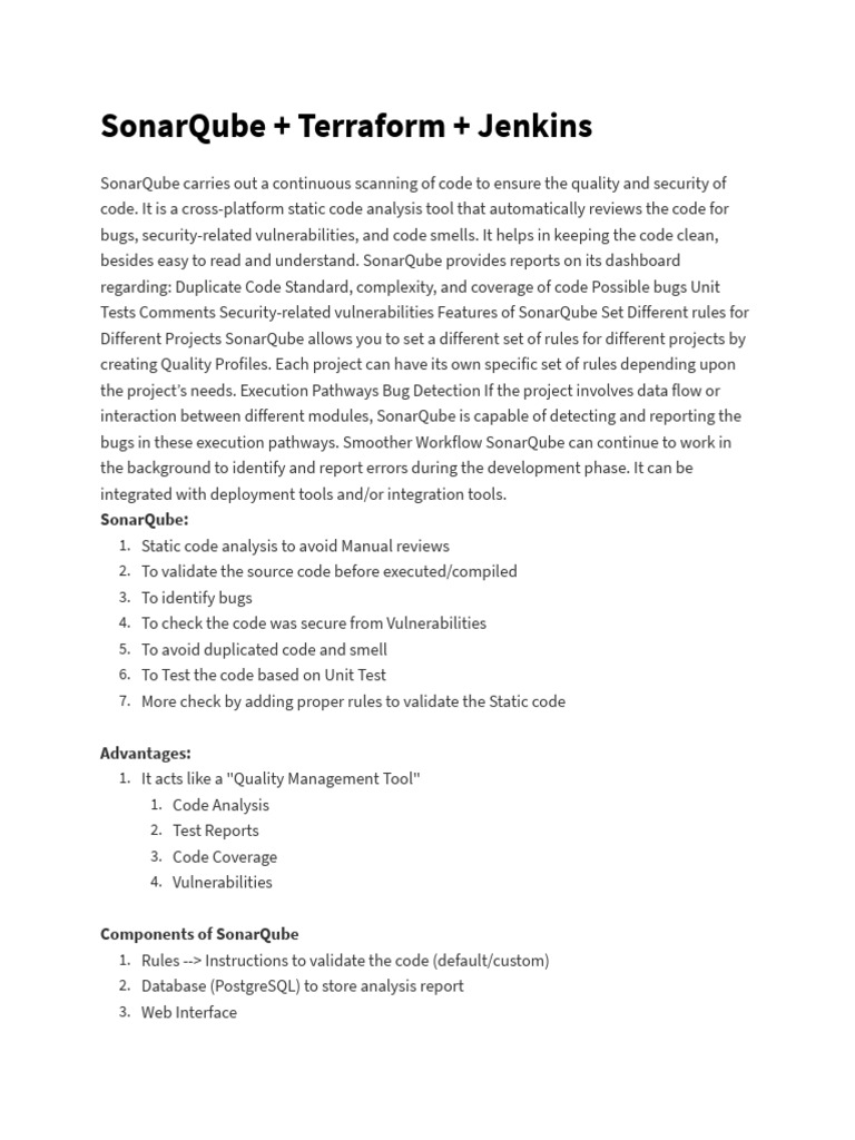 SonarQube + Terraform + Jenkins PDF | PDF