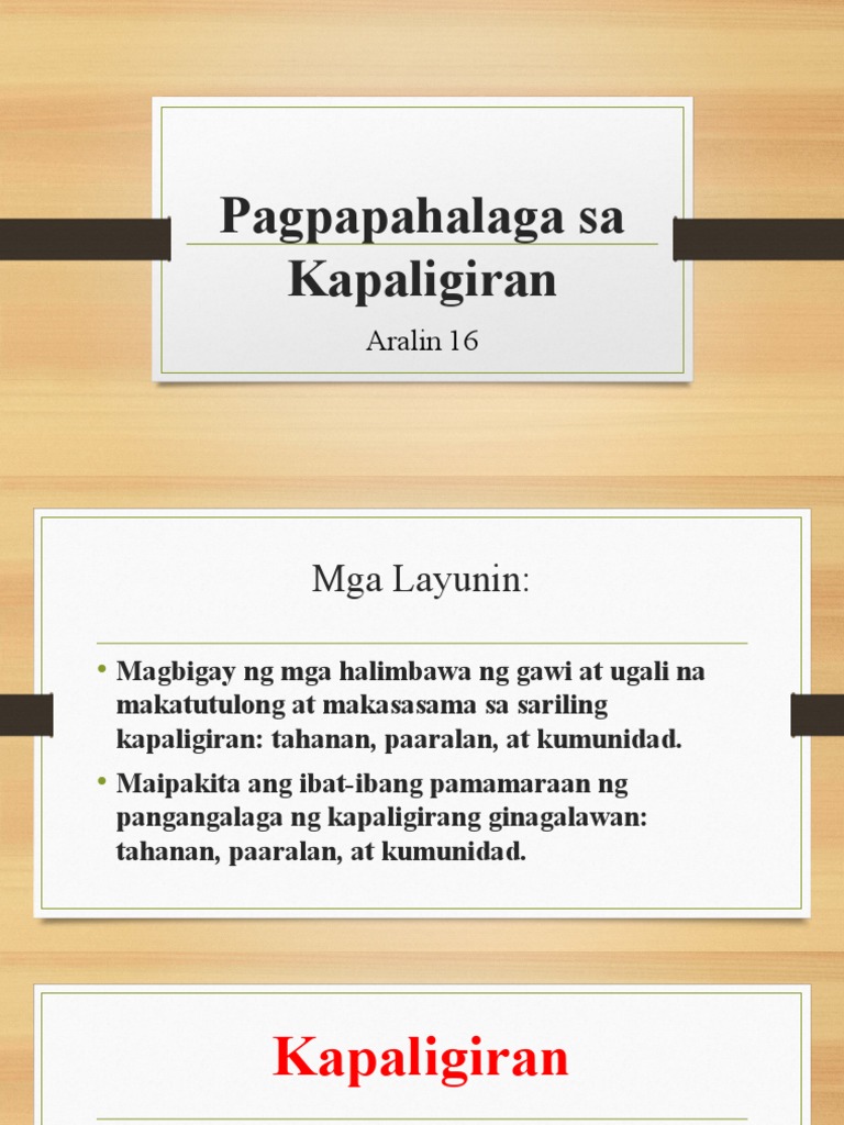 AP 1 - Aralin 16-Pagpapahalaga Sa Kapaligiran | PDF
