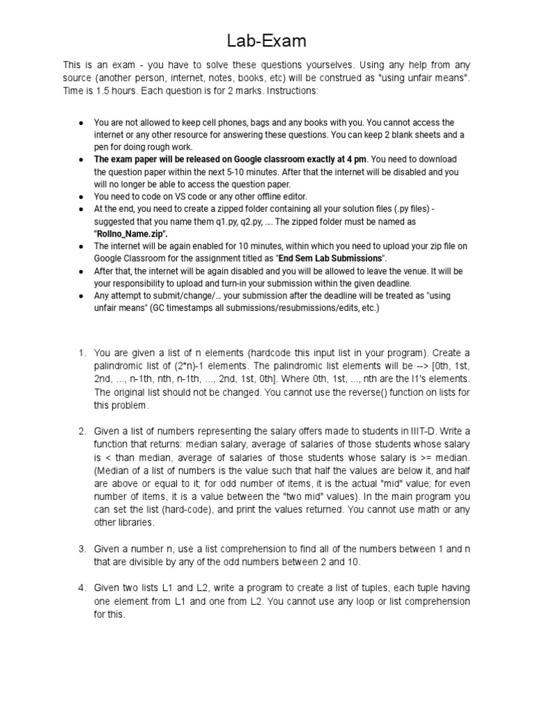 Lab Exam PDF | Download grátis PDF | Text File | Function (Mathematics)