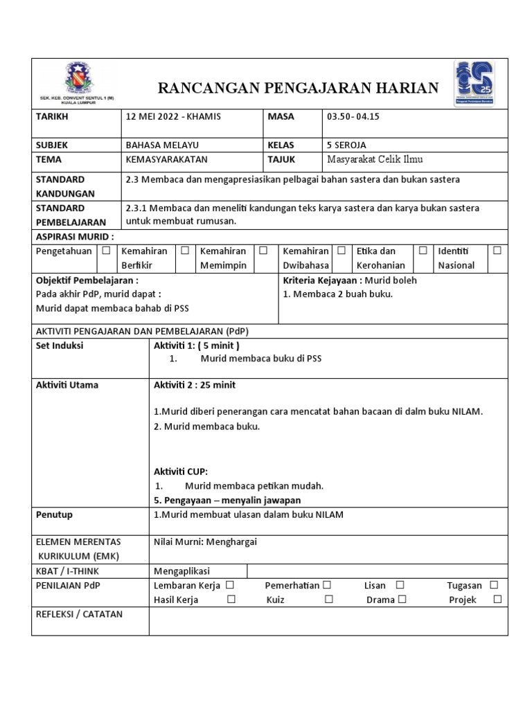 TAPAK RPH TS25 - BM - RPH TERKINI.docx | PDF