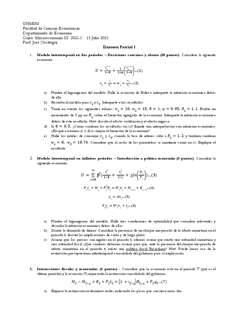Examen Parcial 1 - Macro 3 PDF | PDF