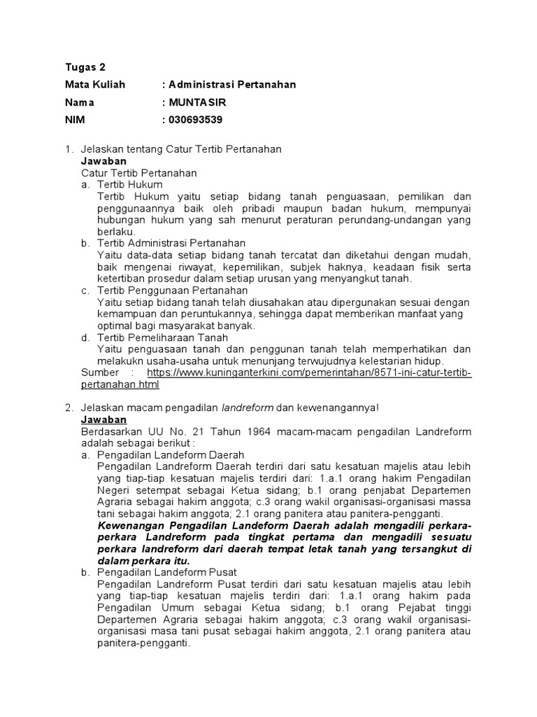Tugas 2 ADM Pertanahan | PDF