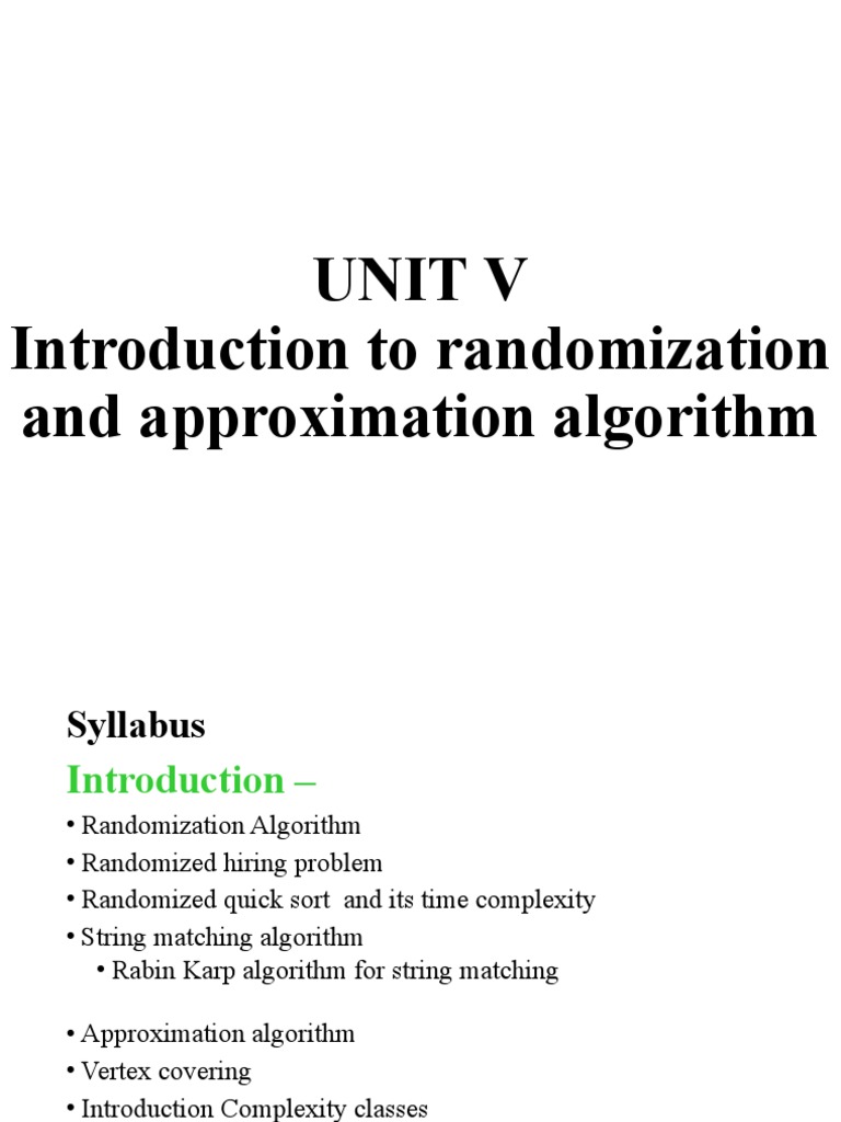 Randomization & Approximation Algorithms | PDF | Teaching Methods ...