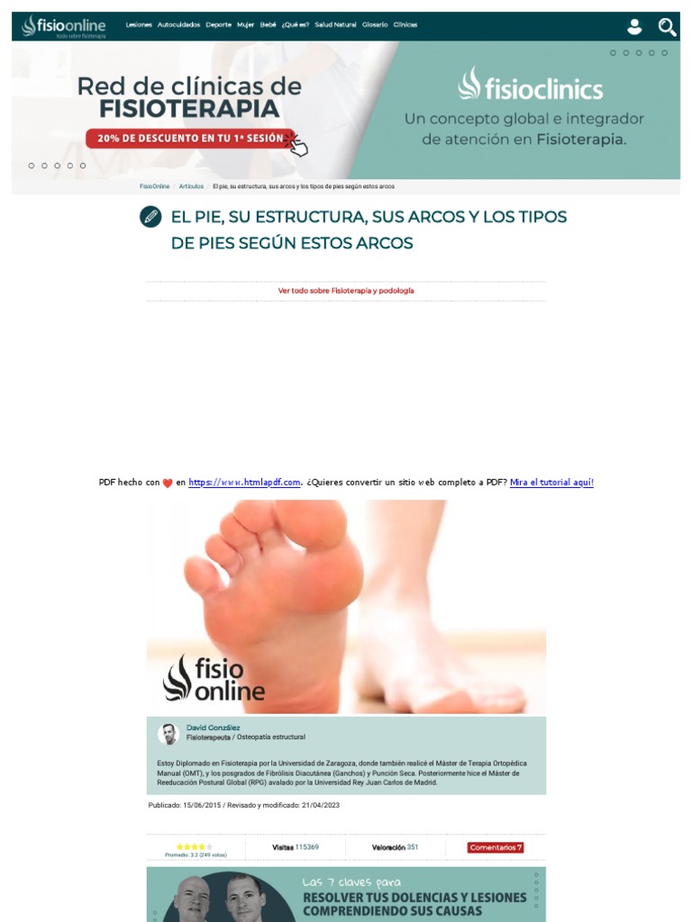 WWW - Fisioterapia Online - Com - Articulos - El Pie Su Estructura Sus Arcos y Los Tipos de Pies ...