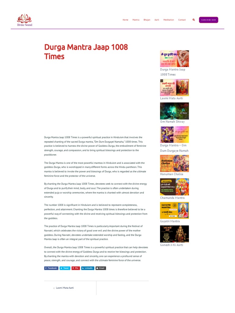 Divinesound in Durga Mantra Jaap 1008 Times | PDF Divinesound in Durga Mantra Jaap 1008 Times | PDF