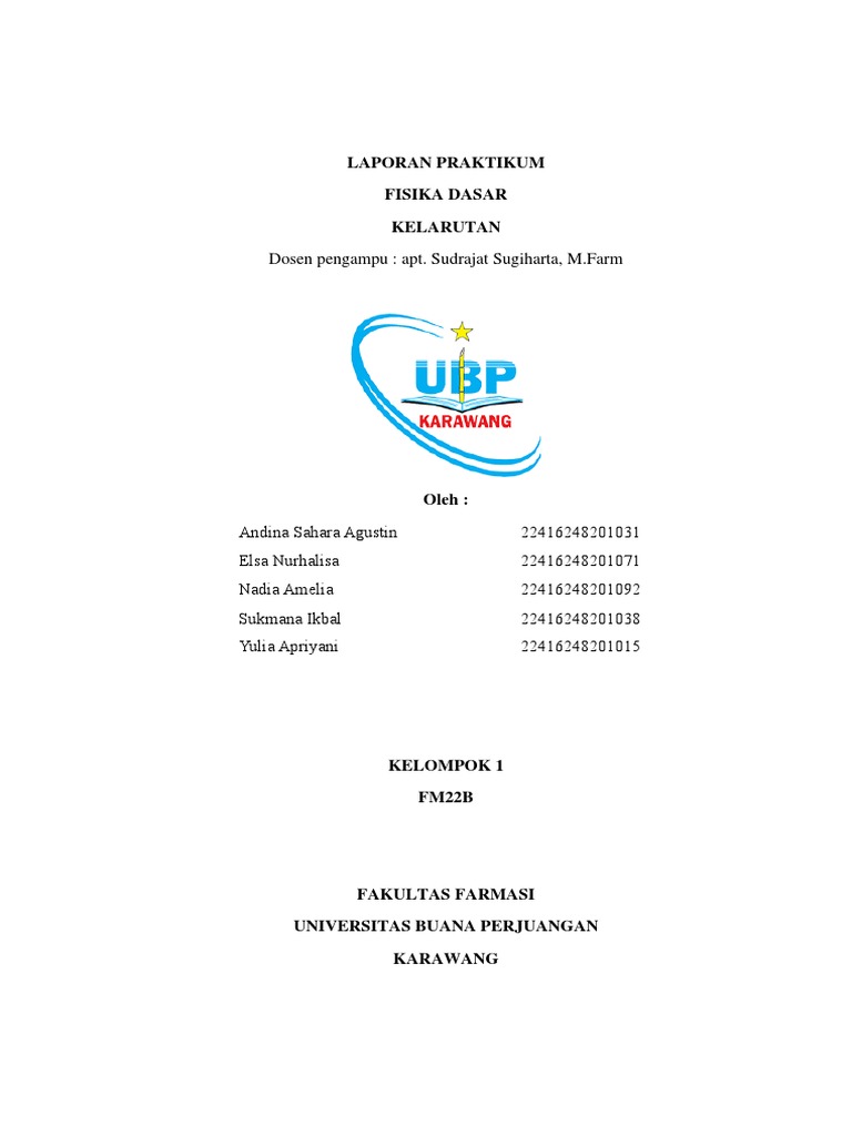 Lap. Prak Farmasi Fisika 2023 - Modul 1 - FM22B - Kelompok 1 PDF | PDF