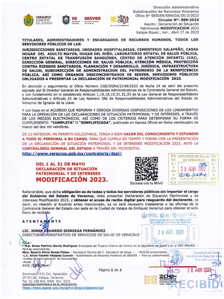 Circular-889-2023 - DSP MODIFICACION 2023 PDF | PDF