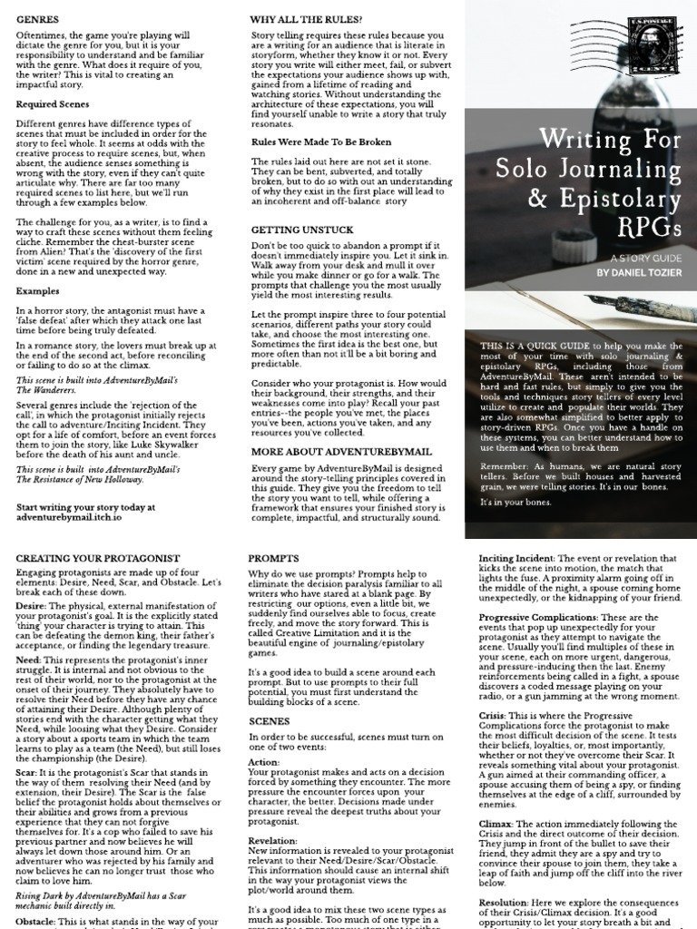 Writing For Solo Journaling and Epistolary RPGs PDF | PDF