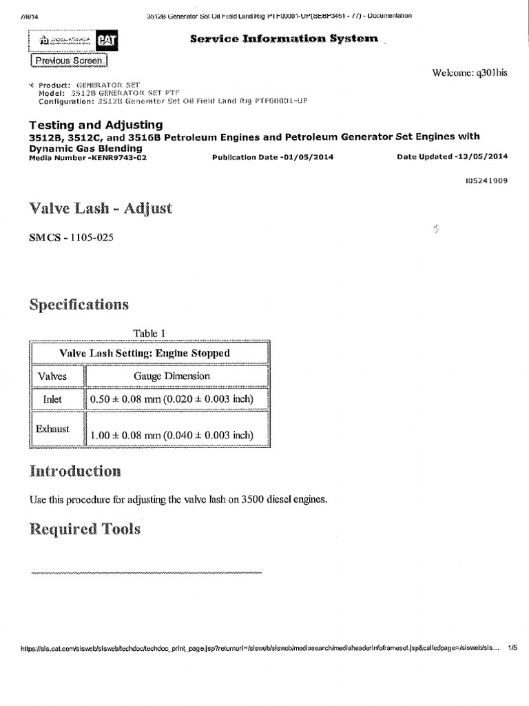 CAT Valve Lash and Tools PDF | PDF