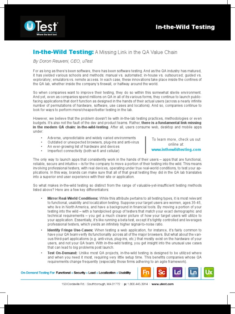 Utest StarWest Whitepaper | PDF | Software Testing | Mobile App