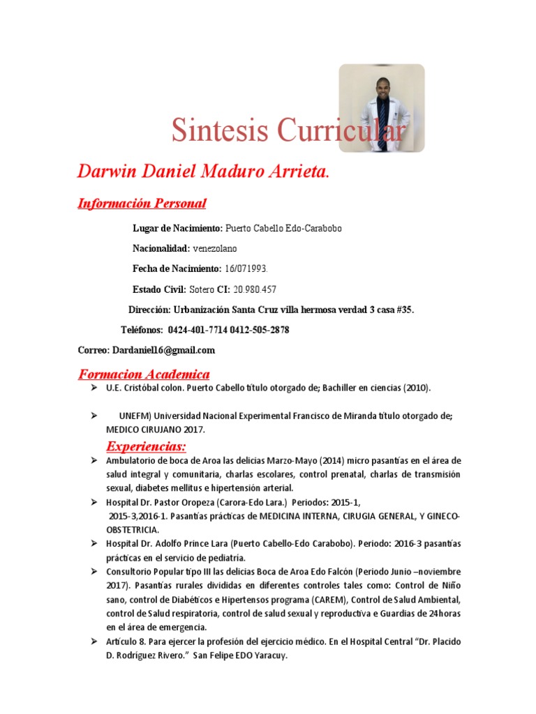 curriculum.docx darwin | PDF | Medicina | Cuidado de la salud