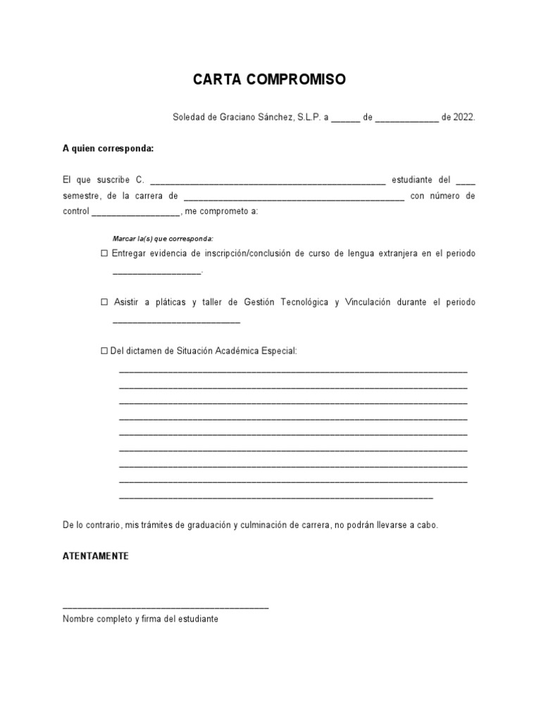 Carta Compromiso | PDF