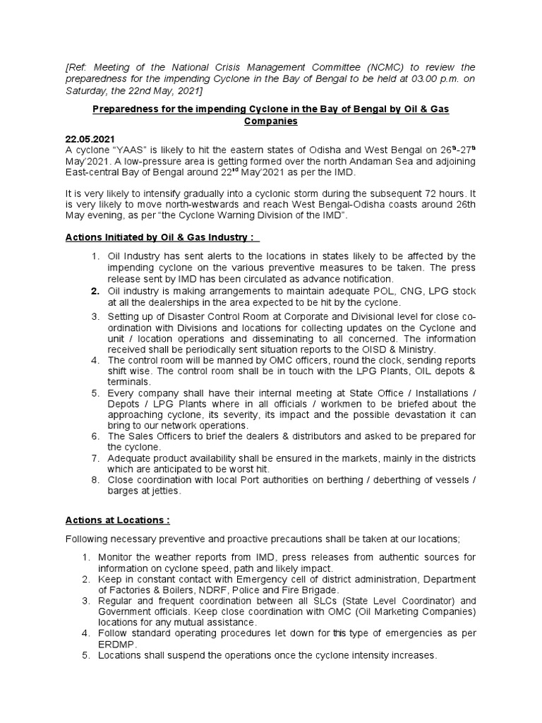 Cyclone Preparedness Measures | PDF | Technology & Engineering
