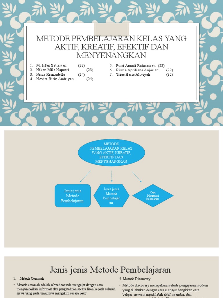 Metode Pembelajaran Kelas Yang Aktif, Kreatif | PDF