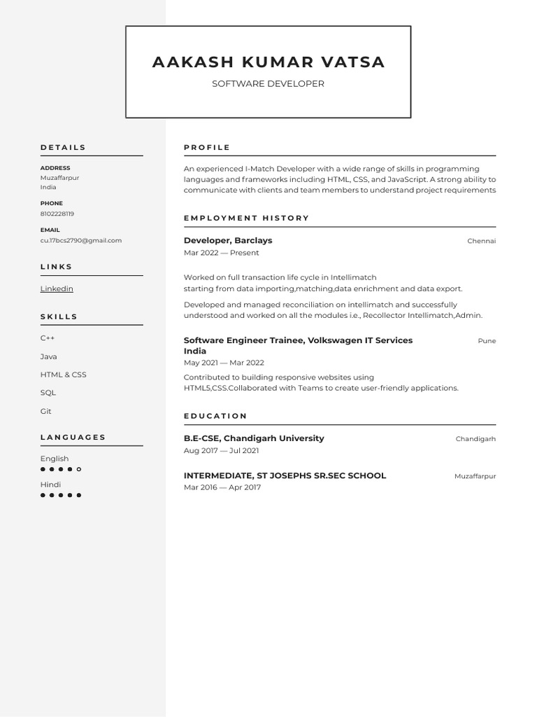 AAKASH KUMAR VATSA - Software Developer PDF | PDF