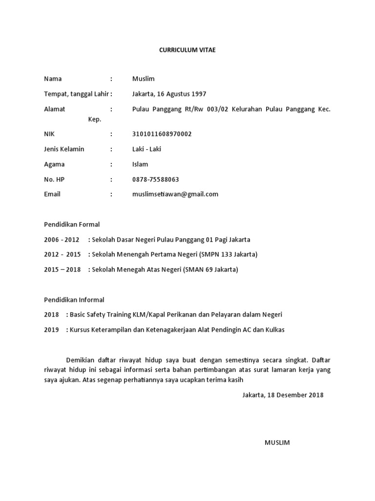 CURRICULUM VITAE Muslim | PDF