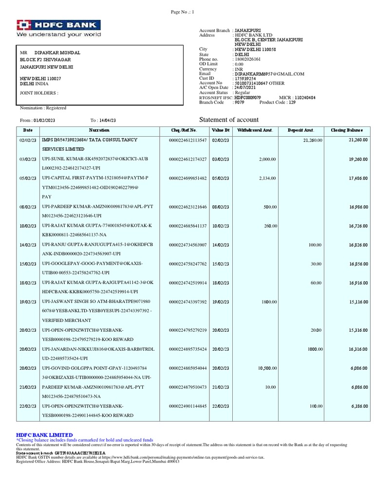 Acct Statement - XX0647 - 14042023 PDF | PDF | Banks | Financial Services Acct Statement - XX0647 - 14042023 PDF | PDF | Banks | Financial Services
