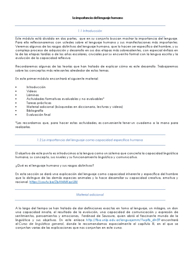 La Importancia Del Lenguaje Humano | PDF