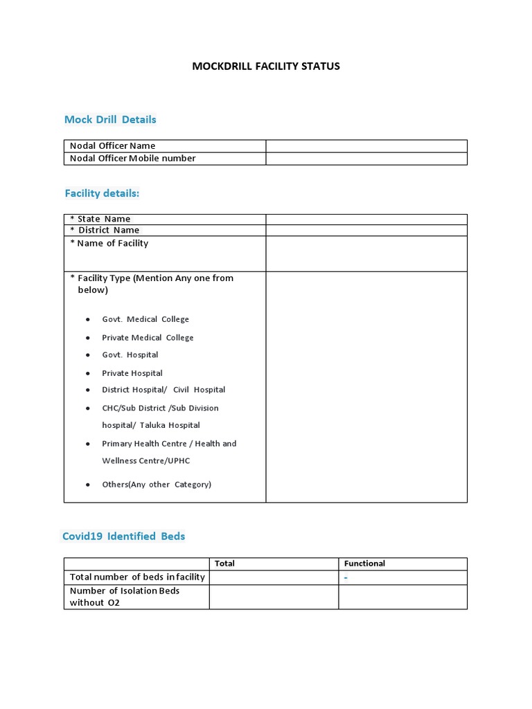 Facility Details ENTRY PDF FORM PDF | PDF | Hospital | Health Care