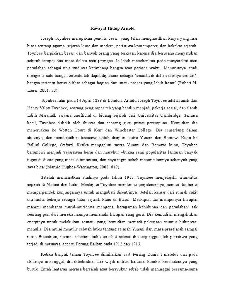Riwayat Hidup Arnold Joseph Toynbee | PDF