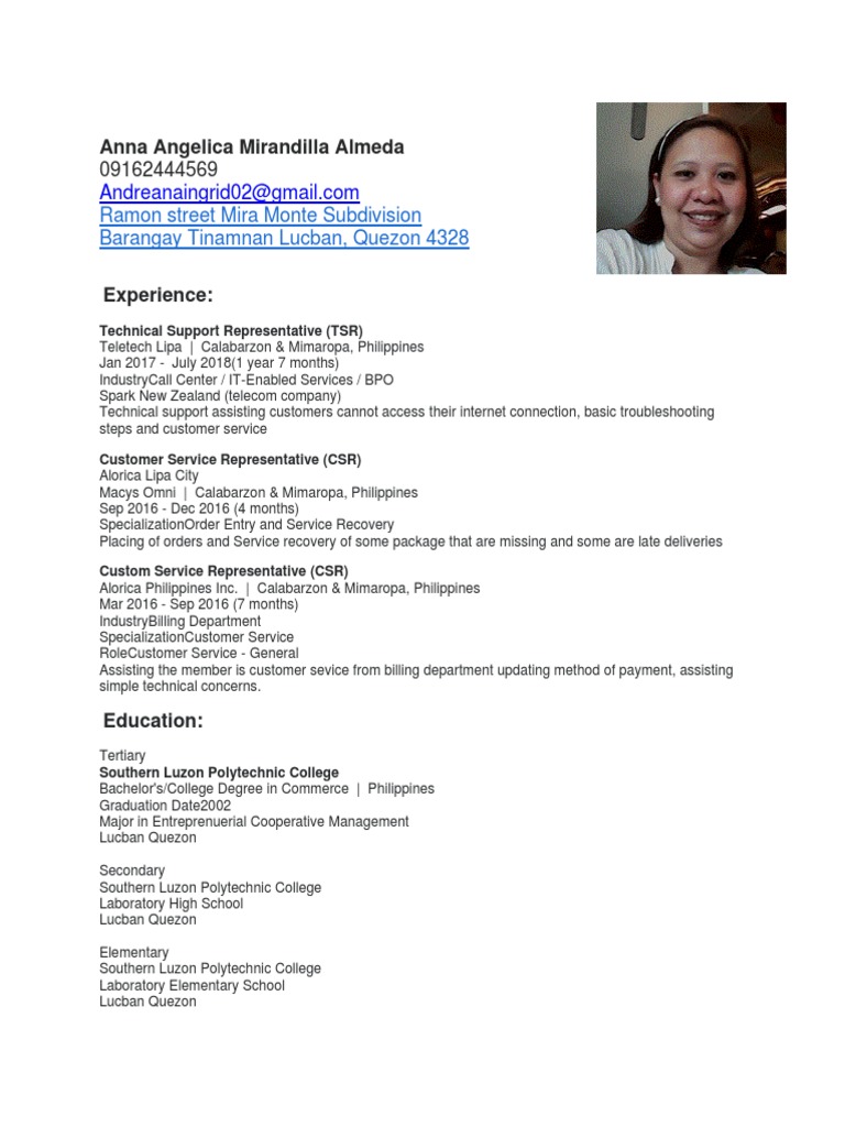 Anna Angelica Almeda Resume1 PDF | PDF