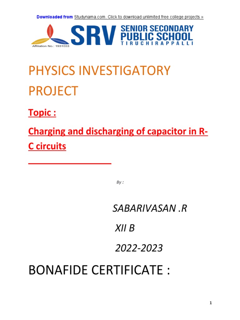 Charging & Discharging of Capacitor in RC Circuits - CBSE Class 12 ...