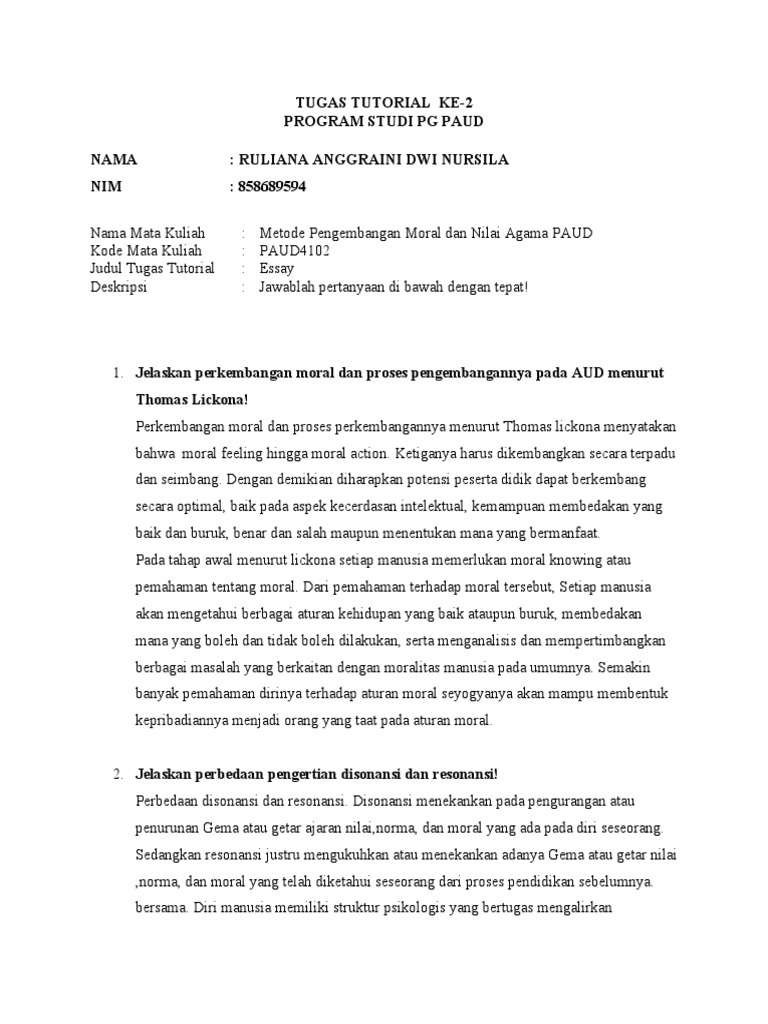 Tugas II Paud4102 | PDF