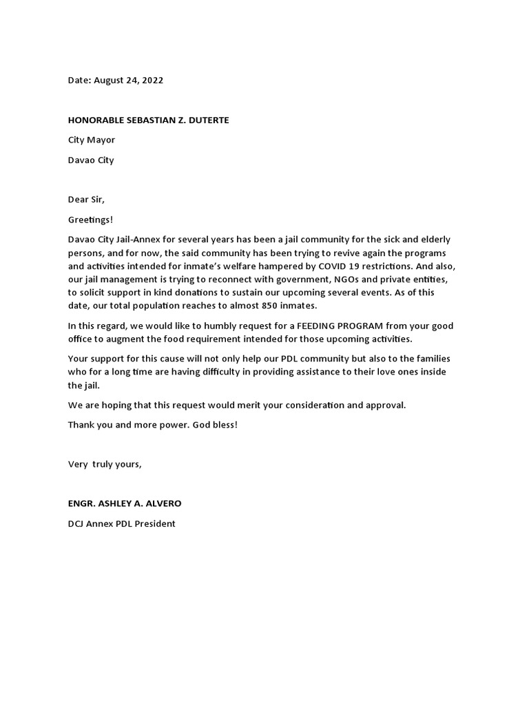 Request for Feeding Program Support | PDF