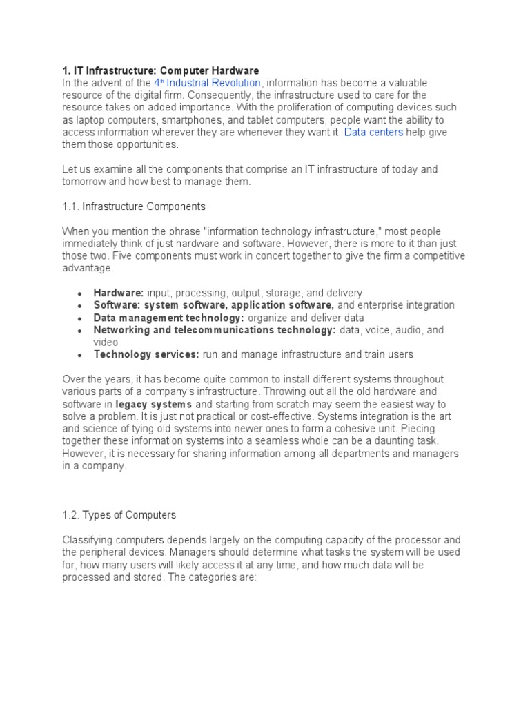 IT Infrastructure Components Overview | PDF