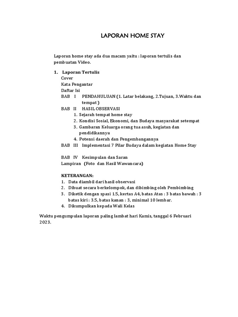 Format Laporan Home Stay PDF | PDF