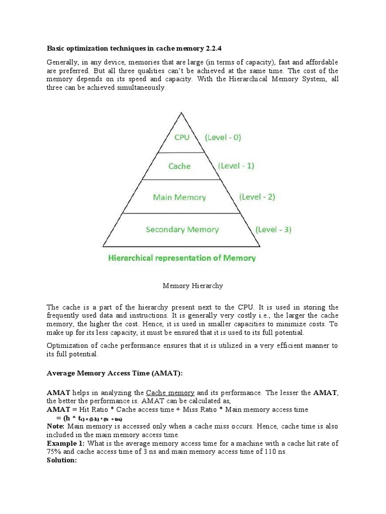 Basic Optimization Techniques in Cache Memory 2.2.4 | PDF