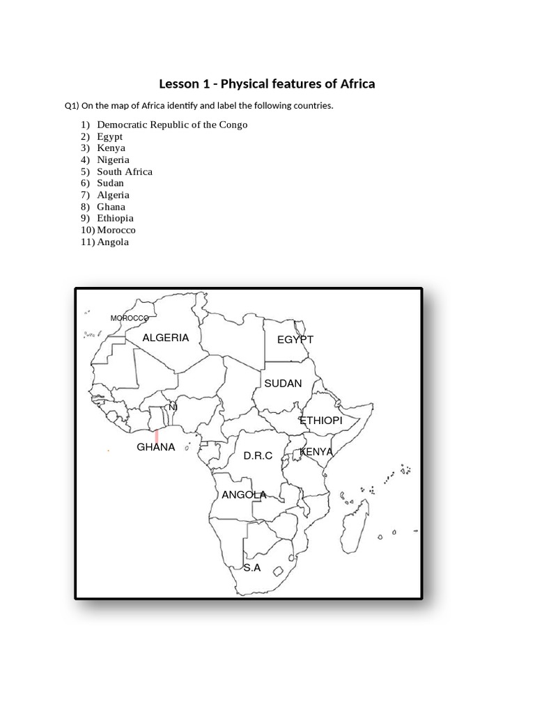 Africa Worksheet PDF | PDF | Africa | Democratic Republic Of The Congo