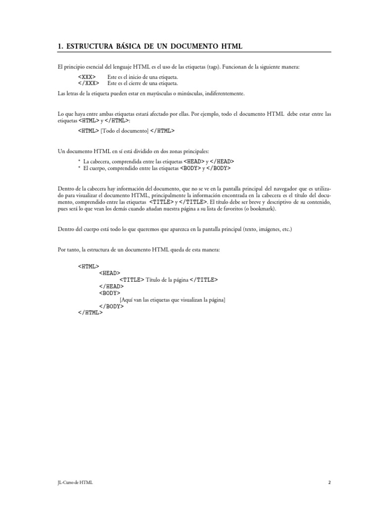 Estructura y Formato en HTML | PDF | Hipervínculo | HTML