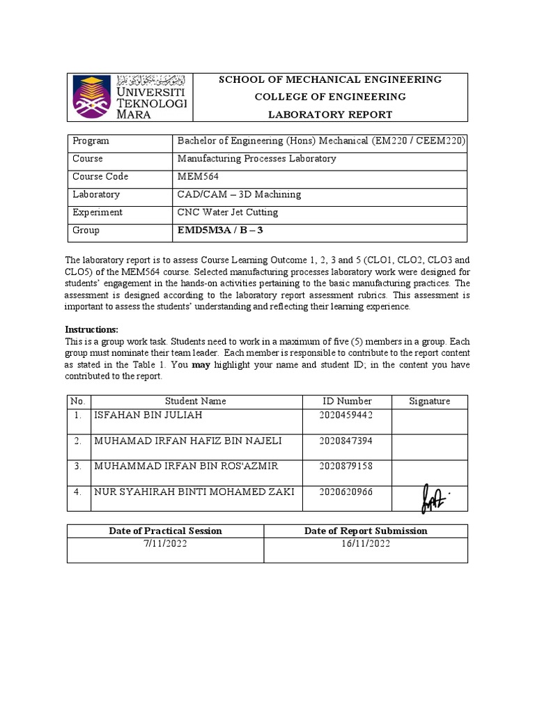 Contoh WATER JET PDF | PDF | Experiment | Numerical Control