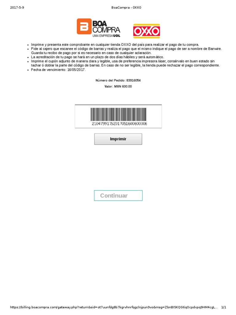 Pago OXXO BoaCompra: Instrucciones y Detalles | PDF | Finanzas y dinero