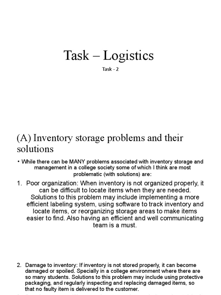 Task - Logistics | PDF
