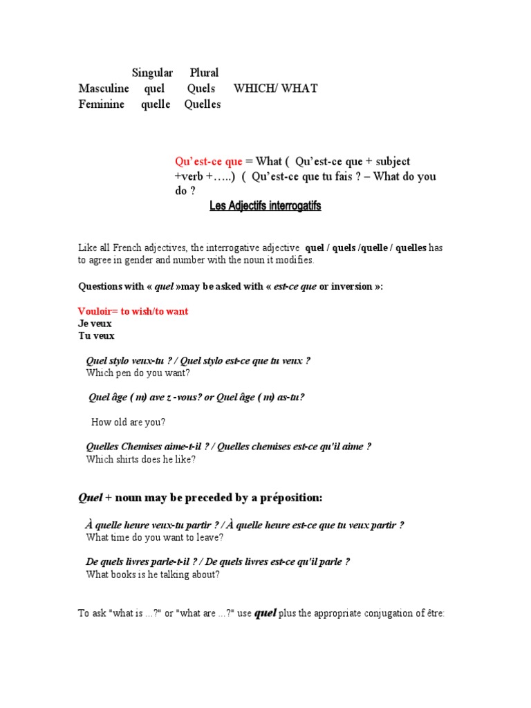 14.les Adjectifs Interrogatifs | PDF