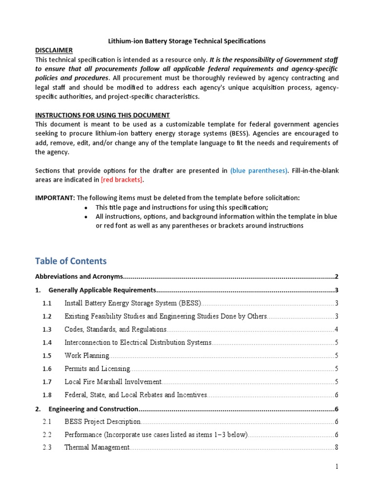 Bess Technical Specifications 2022 | PDF | International ...